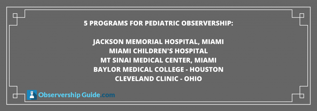 Check Pediatric Observership | Observership Guide